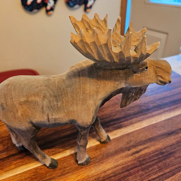 Accents | Vintage Wooden Moose Carving 8 Inches Tall | Poshmark